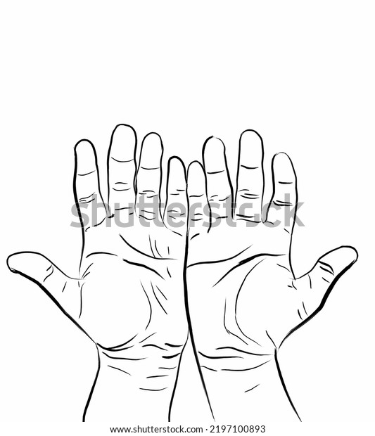 Humain Hands Drawing Line Art Stock Vector (Royalty Free) 2197100893 ...
