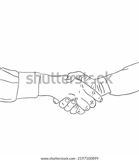 Humain Hands Drawing Line Art Stock Vector (Royalty Free) 2197100899 ...