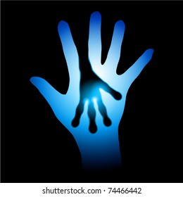 Human Alien Hands Silhouette Illustration On 스톡 벡터(로열티 프리) 74466442 ...