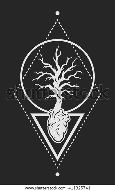 Human Anatomical Heart Tree Symbol Life Stock Vector (Royalty Free ...
