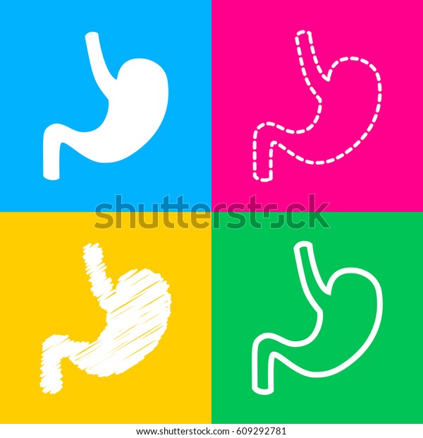 Human Anatomy Stomach Four Styles Icon Stock Vector (Royalty Free ...