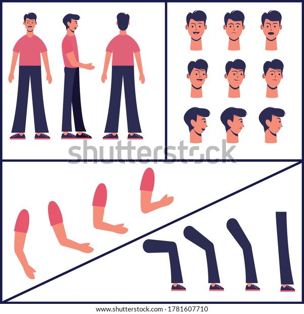 Human Animated Character Flat Cartoon: เวกเตอร์สต็อก (ปลอดค่าลิขสิทธิ์ ...