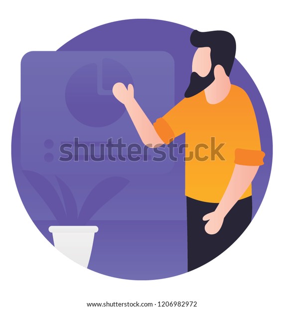 Human Avatar Presenting On Projector Business Stock Vector (Royalty ...