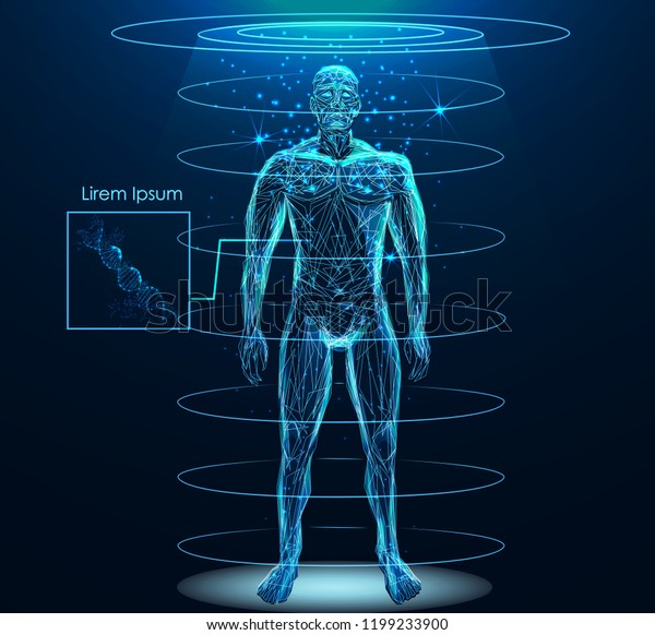 Human body low poly wireframe. Low poly wireframe mesh with scattered ...