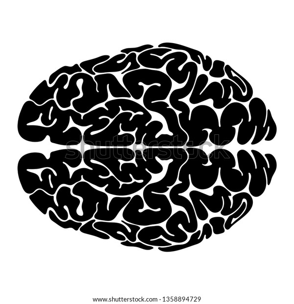 Human Brain Black Silhouette On White: เวกเตอร์สต็อก (ปลอดค่าลิขสิทธิ์ ...