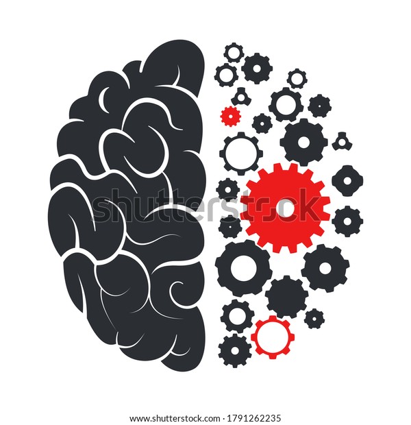 Human Brain Cogs Gears Illustration Flat Stock Vector (Royalty Free ...