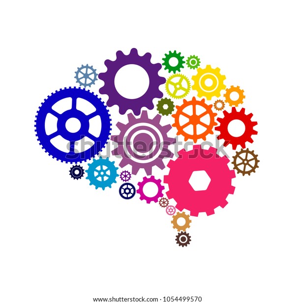 Human Brain Colorful Brain Flat Gears Stock Vector (Royalty Free ...