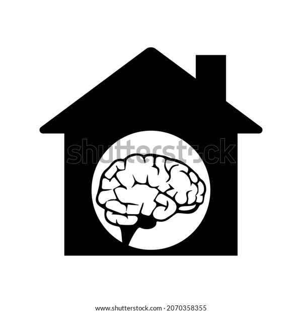 Human Brain House Black Sign Design Stock Vector (Royalty Free ...