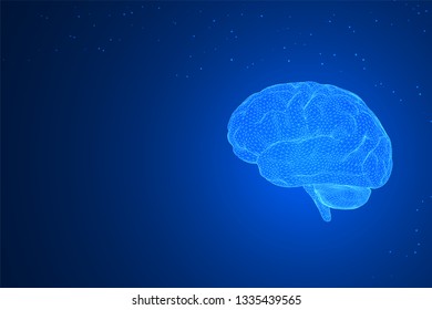 Vektor Stok Human Brain Made Polygon Meshes Blue (Tanpa Royalti ...