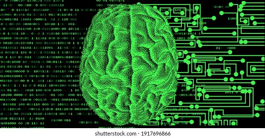 Human Brain On Dark Background Binary Stock Vector (Royalty Free ...