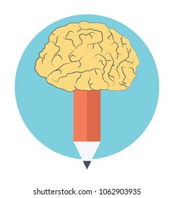 Human Brain Pencil Icon Flat Concept Stock Vector (Royalty Free ...