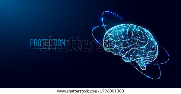 Human Brain Protection Wireframe Low Poly Stock Vector (Royalty Free ...