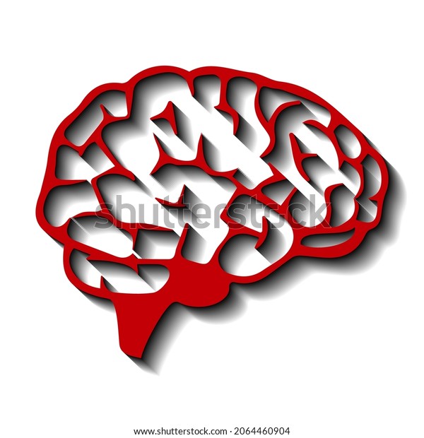 Human Brain Red Sign Black Shadow Stock Vector (Royalty Free ...