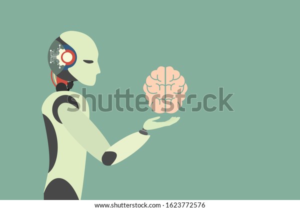 Human Brain Robot Holding Human Brain: vector de stock (libre de ...