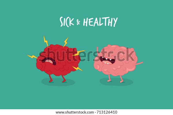 Human Brain Sick Healthy Brain Vector Stock Vector (Royalty Free ...