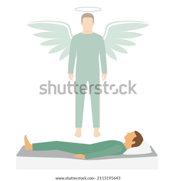 Human Death Spirit Leaves Body Angel Stock Vector (Royalty Free ... Human Death Spirit Leaves Body Angel Stock Vector (Royalty Free ...