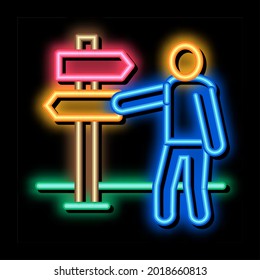 Human Direction Pillar Neon Light Sign Stock Vector (Royalty Free ...