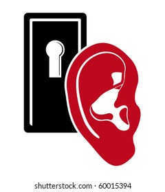 Human Ear Close By Keyhole Dichromatic Stock Vector (Royalty Free ...