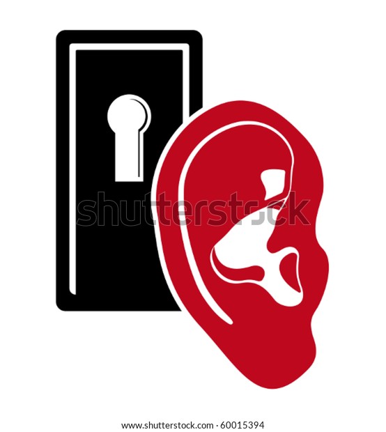 Human Ear Close By Keyhole Dichromatic Stock Vector (Royalty Free ...