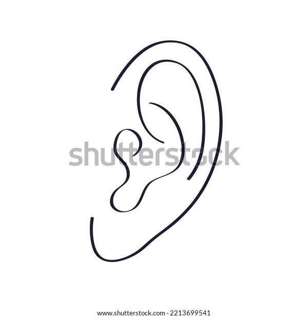Human Ear Doodle Line Icon Isolated Stock Vector (Royalty Free ...