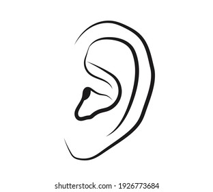 Human Ear On White Background Symbol Stock Vector (Royalty Free ...