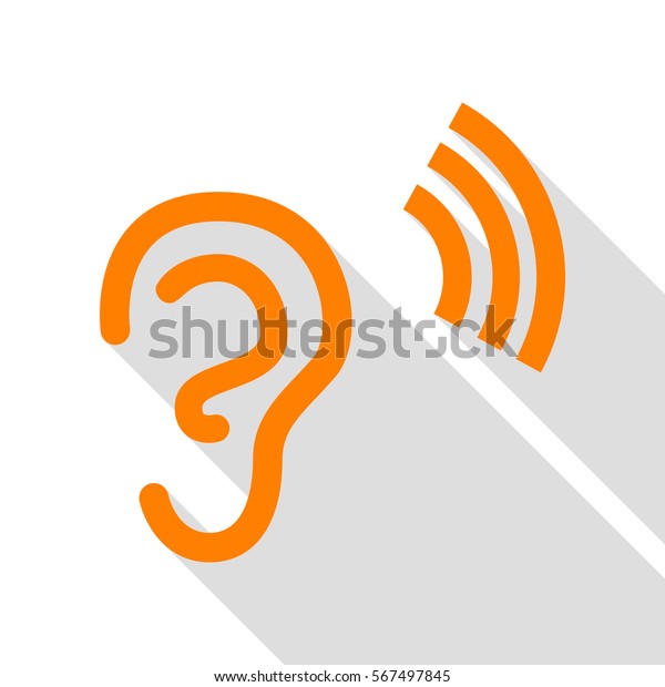 Human Ear Sign Orange Icon Flat Stock Vector (Royalty Free) 567497845 ...