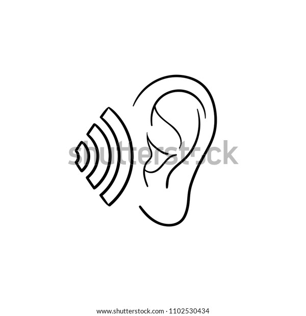 Human Ear Sound Waves Hand Drawn Stock Vector (Royalty Free) 1102530434 ...