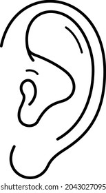 Human Ear Vector Outline Illustration Stock Vector (Royalty Free ...