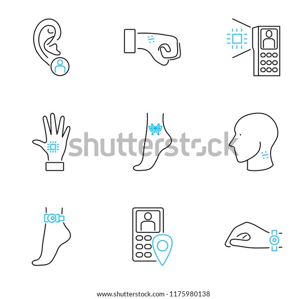 Human Electronic Tagging Outline Icon Collection Stock Vector (Royalty ...