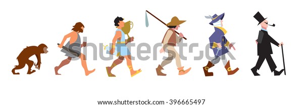 Human Evolution People Evolution Monkey Gentleman Stock Vector (Royalty ...