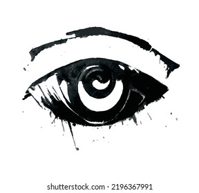 Human Eye Grunge Style Black Ink Stock Vector (Royalty Free) 2196367991 ...