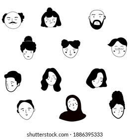 Human Face Character Set Collection Pattern Stock Vector (Royalty Free ...