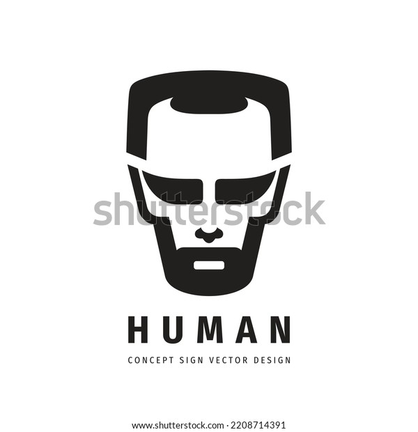 Human Face Concept Logo Design Brutalist Stock Vector (Royalty Free ...