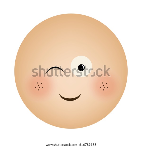 Human Face Emoticon Winking Expression Vector 스톡 벡터(로열티 프리) 616789133 ...