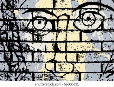 Human Face Eyes On Wall Stock Vector (Royalty Free) 56030611 | Shutterstock