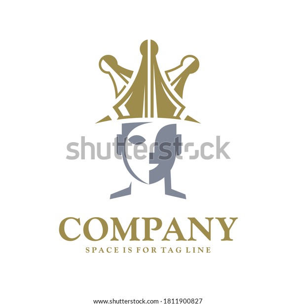 Human Face Gray Golden Crown Shape Stock Vector (Royalty Free ...