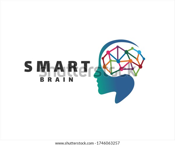 Human Face Line Art Smart Brain: immagine vettoriale stock (royalty ...