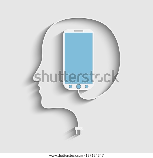 Human Face Profile Phone Cable Stock Vector (Royalty Free) 187134347 ...