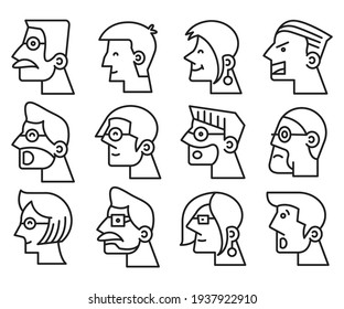 Human Face Side View Avatars Vector Stock Vector (Royalty Free ...