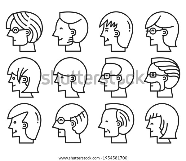 Human Face Side View Icons Vector: เวกเตอร์สต็อก (ปลอดค่าลิขสิทธิ์ ...