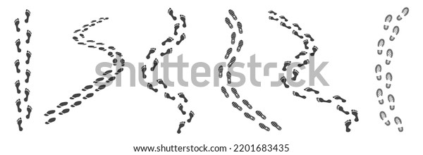 Human Feet Traces Foot Steps Silhouettes Stock Vector (Royalty Free ...