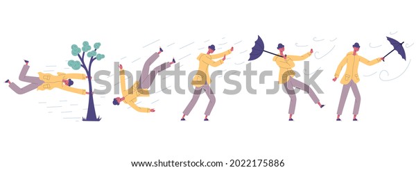 Human Fight Against Hurricane Wind Power Stock Vector (Royalty Free ...