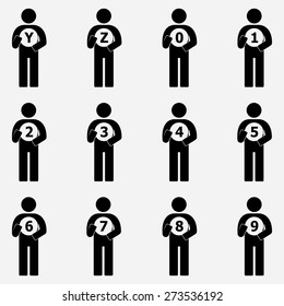 People Stick Figure World Numbers Holding 스톡 벡터(로열티 프리) 373975765 ...