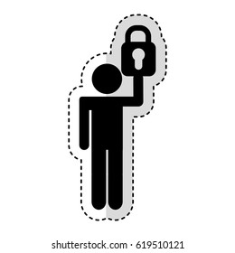 Vektor Stok Human Figure Safe Padlock Isolated Icon (Tanpa Royalti ...
