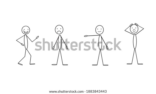 Human Figure Sketch Different Emotions Isolated Stock Vector (Royalty ...