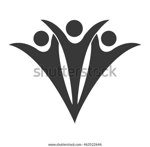 Human Figure Teamwork Silhouette Icon Vector Stock Vector (Royalty Free ...