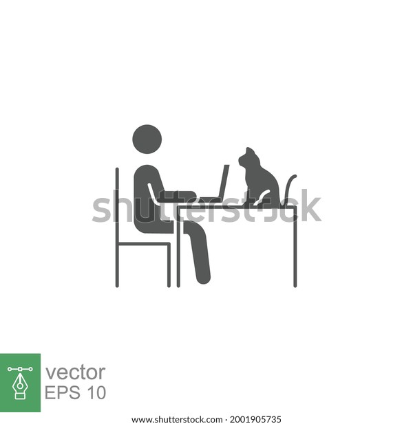 Human Figure Work On Laptop Cat Stock Vector (Royalty Free) 2001905735 ...
