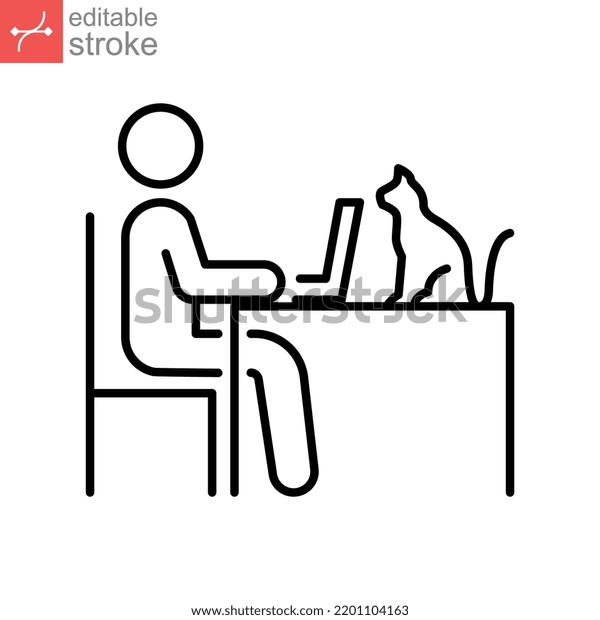 Human Figure Work On Laptop Cat Stock Vector (Royalty Free) 2201104163 ...