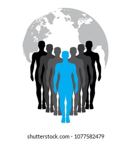 Human Figuresstanding Front Planet Earth Stock Vector (Royalty Free ...