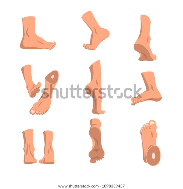 Human Foot Various Positions Set Different Stockvektor (royaltyfri ...